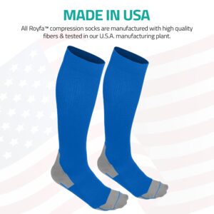 Royfa compression socks for Women and Men, 15-20 mmHg support Sock for All-Day Wear, Sports Performance circulator compression sock - Great For Running, active, sport, athletic. (Medium, Blue)