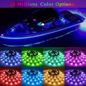 32.8Ft Boat Lights, Waterproof Led Strip Lights, 20 Colors Changing Boat Accessories with Remote, 12V Flexible RGB Lights for Boat Sailboat Kayak Fishing RV Awning Lights