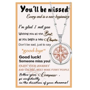 Tarsus Farewell Gifts Going Away Gift for Coworker Friends, Goodbye Moving Away Coworker Retirement Leaving Gifts for Women Graduation Gifts Compass Necklace Jewelry