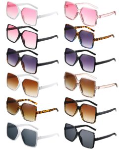 coume 12 pairs square oversized sunglasses shades retro square sunglasses for women men trendy sunglasses y2k sunglasses