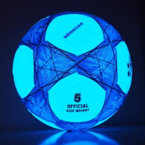 admecoo light up soccer ball glow in the dark soccer ball size 3/4/5 with needles and pump ball for men youth and adult night games