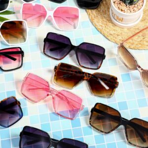 Coume 12 Pairs Square Oversized Sunglasses Shades Retro Square Sunglasses for Women Men Trendy Sunglasses Y2k Sunglasses