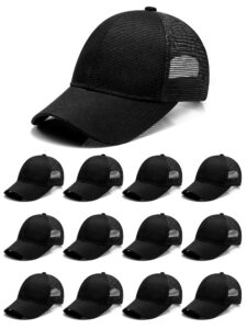 24 pieces blank trucker hats bulk black mesh baseball caps adjustable for men women teen sports workout sublimation diy