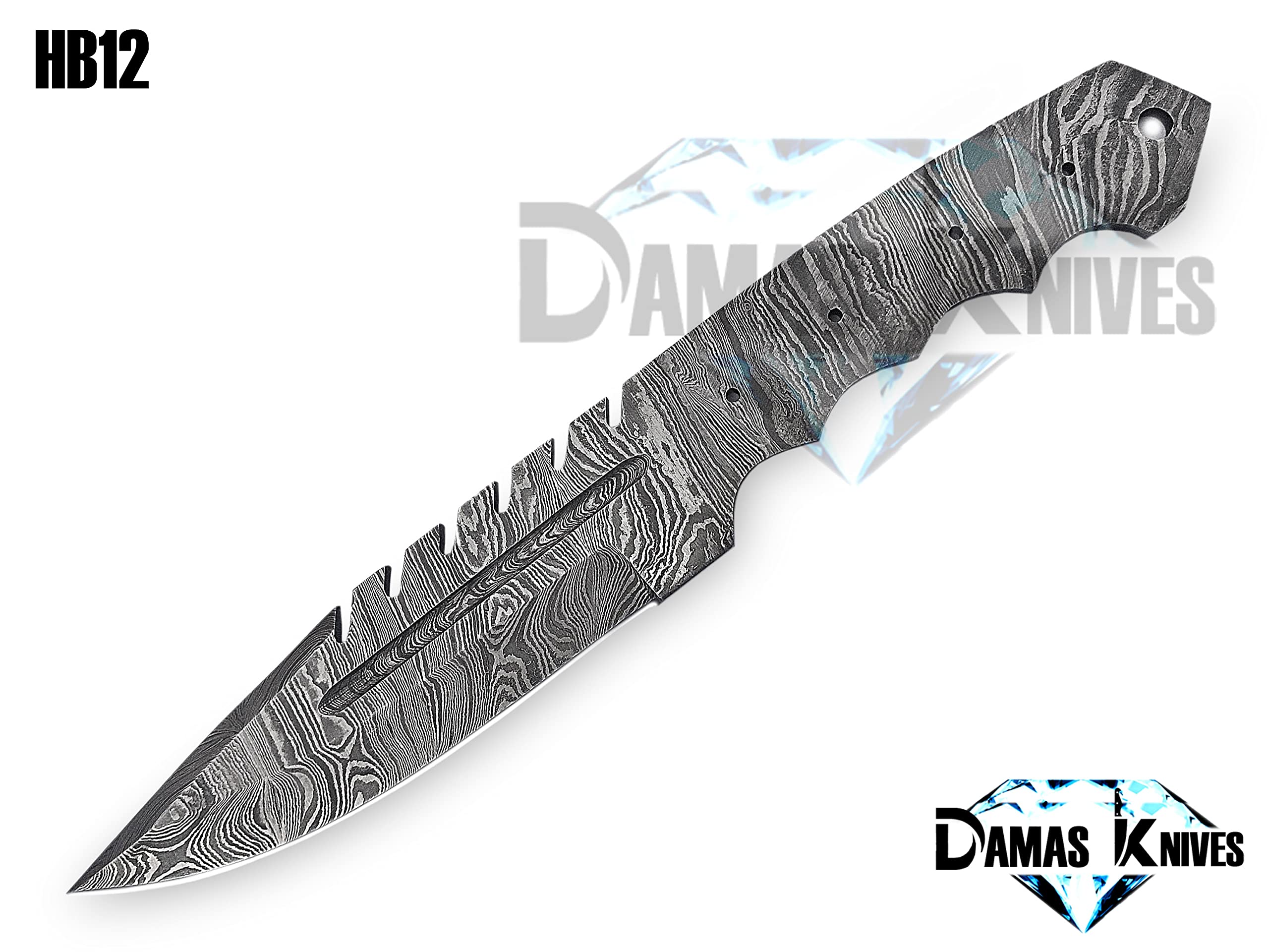 Custom Handmade Damascus Steel Blank Blade for Knife Making HB 12