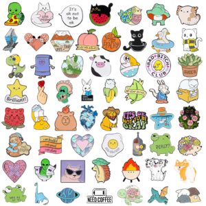 50-Pack Mixed Enamel Brooch Bulk Set,Lapel Badges, Cartoon Plant Enamel Pin Sets, Funny Button Pins Jewelry for Backpack Cloths Hats Jacket Decoration (50 PCS)