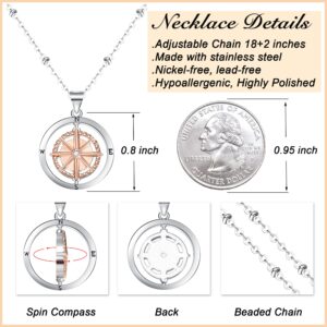 Tarsus Farewell Gifts Going Away Gift for Coworker Friends, Goodbye Moving Away Coworker Retirement Leaving Gifts for Women Graduation Gifts Compass Necklace Jewelry