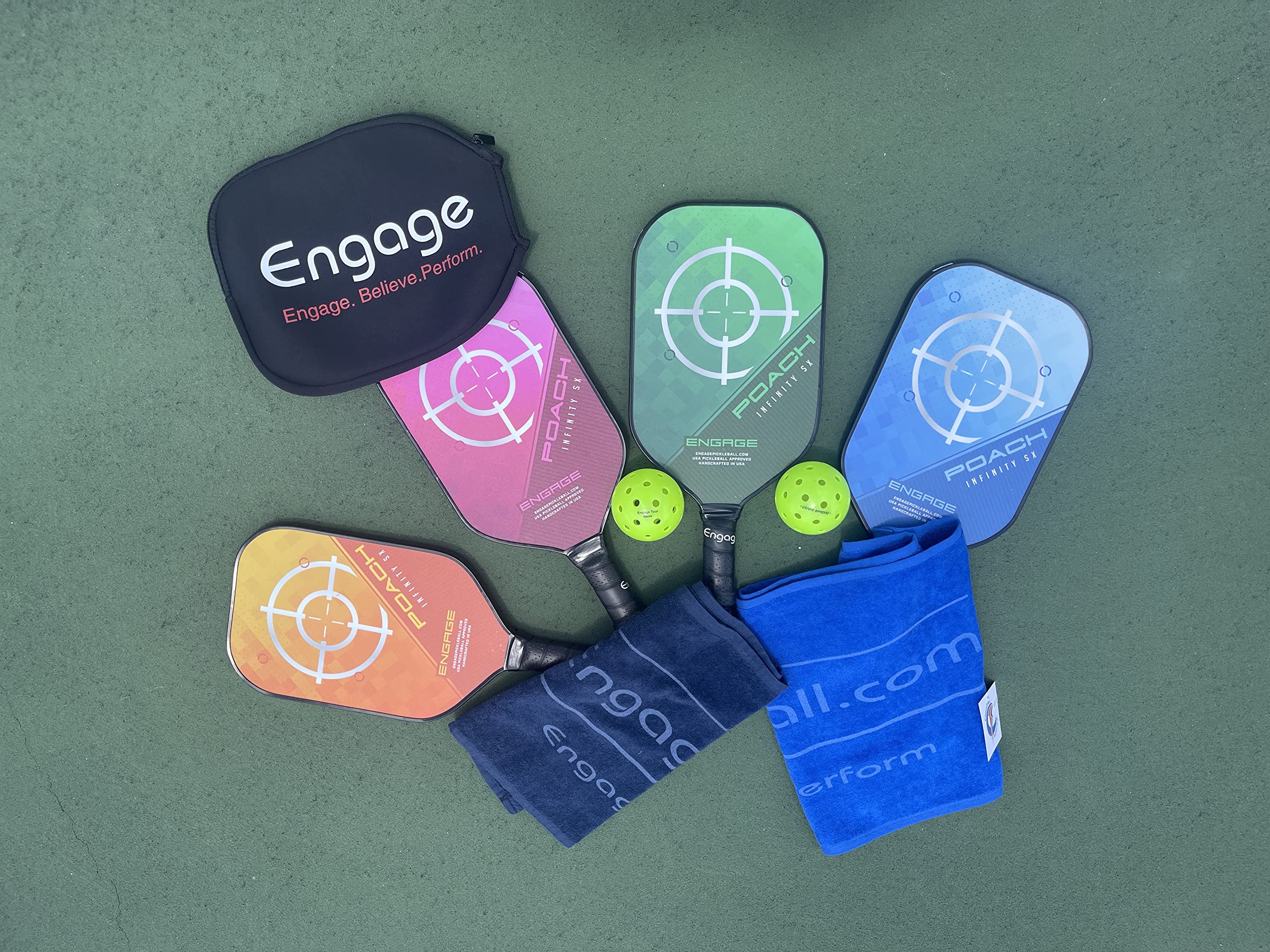 Engage Pickleball Poach Infinity SX Pickleball Paddle - Pickleball Paddles with Black Polymer Core - USAPA Approved Pickleball Paddles - Pickleball Rackets for Adults - Lite (Green)