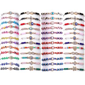 48 pcs evil eye bracelets mexican bracelets hamsa bracelet set protection mal de ojo bracelets gold evil eye anklets jewelry gift for women men