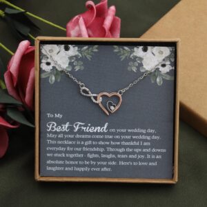 OKEYCH Best Friend Gift to Bride, To My Best Friend On Her Wedding Day Necklace, Bride Gift From Maid of Honor, Wedding Gift (To My Best Friend May Necklace)