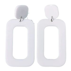 vintage minimalist multicolor acrylic geometric square hollow drop dangle neon earrings retro 80s party costume accessory for women jewelry gifts-c white