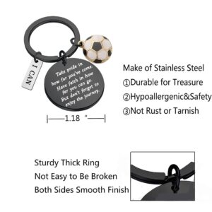 FUSTMW Soccer Keychain Sports Ball Inspirational Gifts Soccer Player Gifts for Soccer Lover (black)