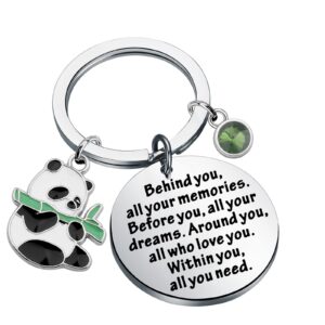 feelmem animal panda bear jewelry behind you all your memories panda charm keychain spirit animal gift panda lovers gift for friends (panda-ky)