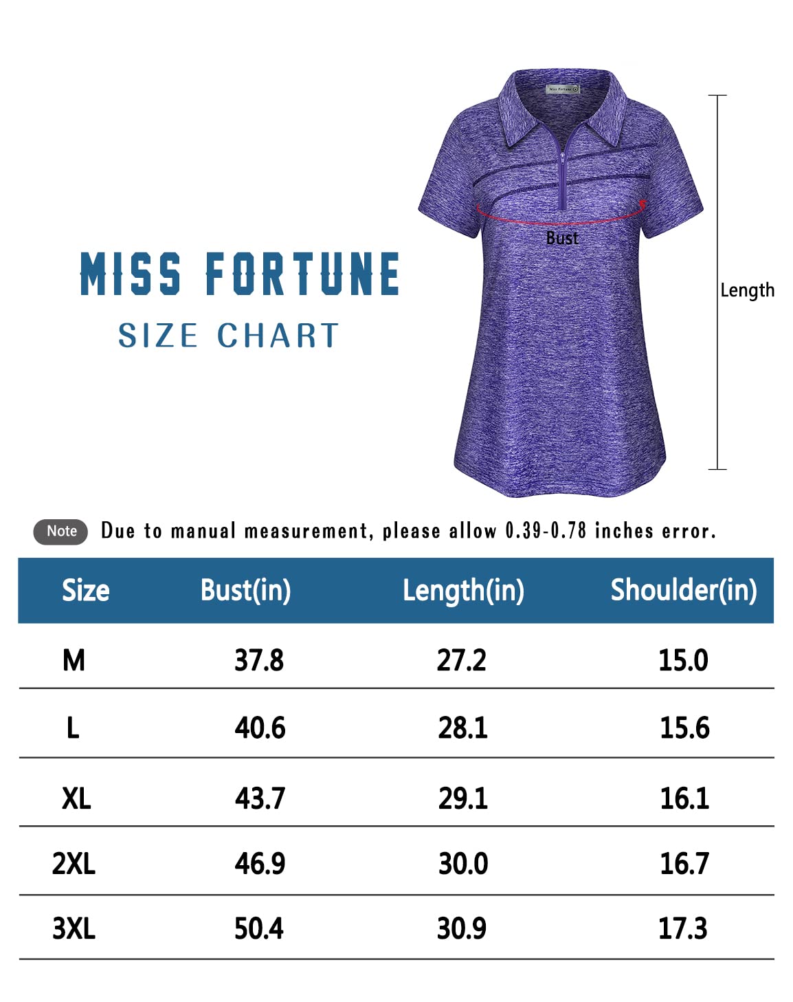 MISS FORTUNE Womens Plus Size Gym Shirts Running Golf Tops Workout Shirts, Quick Dry Sport Tops Short Sleeve Purple 2XL