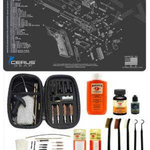 Range Warrior 27 Pc Gun Cleaning Kit - Compatible with Staccato - Schematic (Exploded View) Mat, Range Warrior Universal .22 9mm - .45 Kit & Tac Book Accessories Set