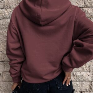 SHEWIN Womens Sweatshirts Casual Long Sleeve Fleece Hooded Pullover Sweatshirt Lightweight Cute Fall Tops Outfits Loose Hoodies for Women,US 12-14(L),Dark Red