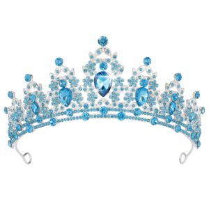 tiaras for women, didder blue crystal tiara crowns for women, silver crown tiaras for girls princess crown wedding tiaras and crowns for women brides birthday party christmas prom