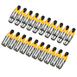 mfl. 3-pin xlr cable connector male and female with nickel housing and silver contacts mic cable plug connector audio socket, yellow, 10 pairs