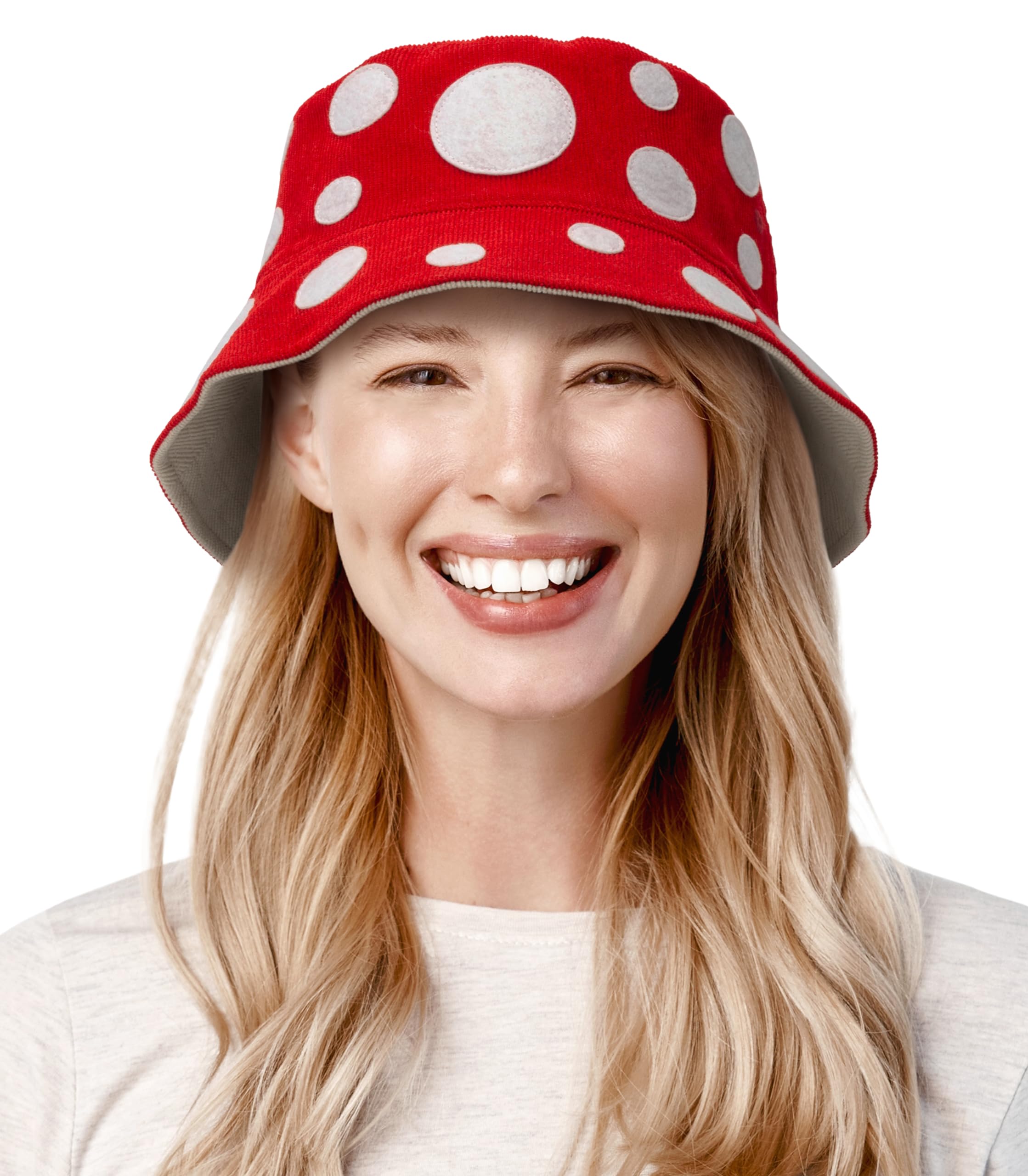 Shrumiez Red Mushroom Hat - Mushroom Bucket Hat for Mario Toad Toadstool Toadette Rave Cosplay Costume Outfit Adult Women Men