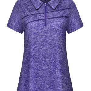 MISS FORTUNE Womens Plus Size Gym Shirts Running Golf Tops Workout Shirts, Quick Dry Sport Tops Short Sleeve Purple 2XL