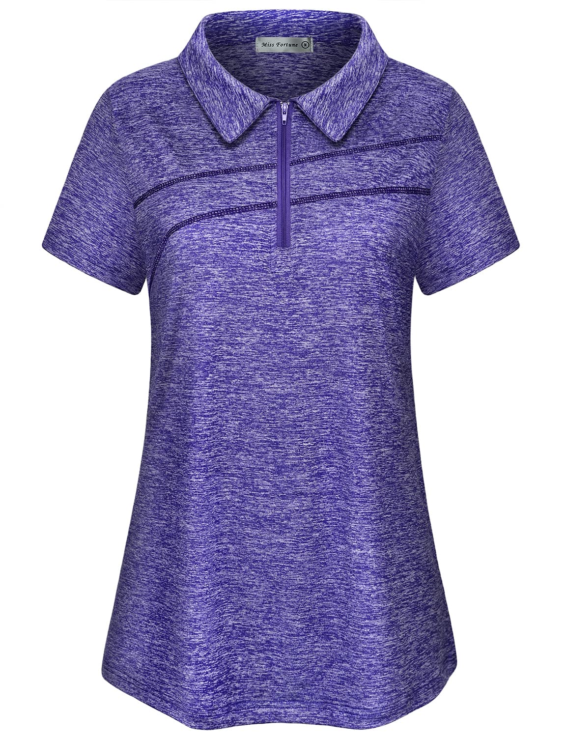 MISS FORTUNE Womens Plus Size Gym Shirts Running Golf Tops Workout Shirts, Quick Dry Sport Tops Short Sleeve Purple 2XL