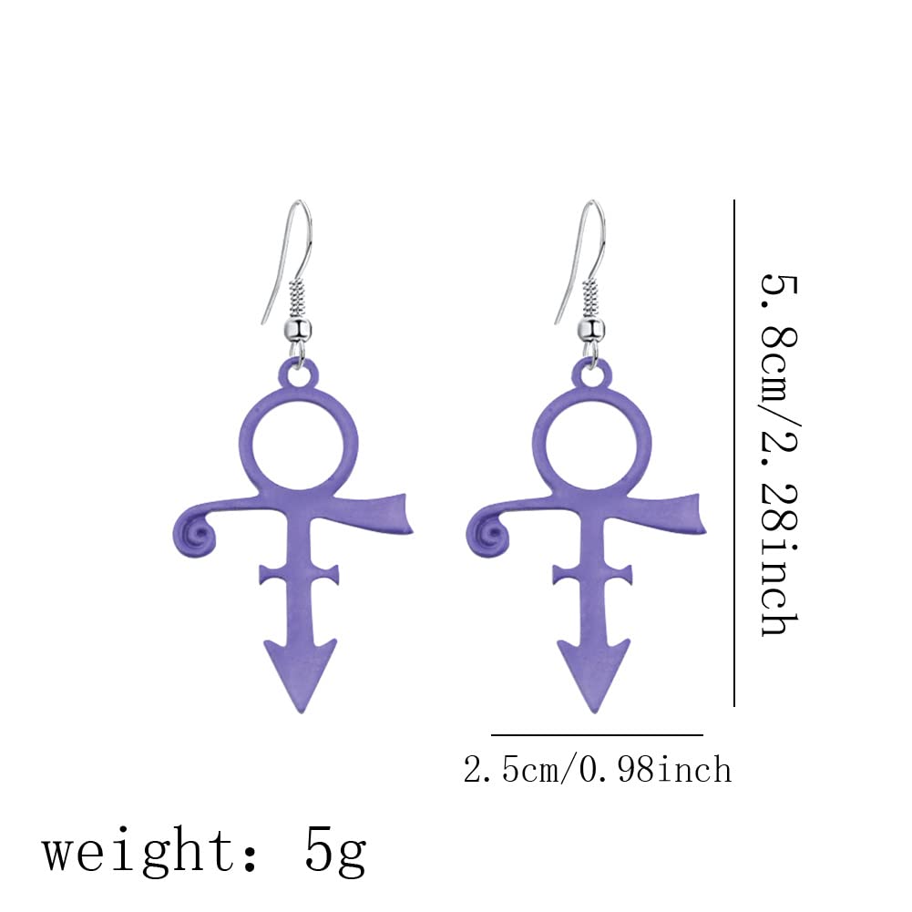 ANXIN STORE Punk stylish personalized cartoon music note earrings gothic jewelry music symbols prince rock band symbol earrings (Purple music note earrings)