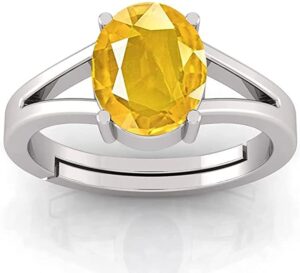 sirdaksh 6.50 carat 925 sterling silver ring yellow sapphire gemstone astrological purpose for men and women's