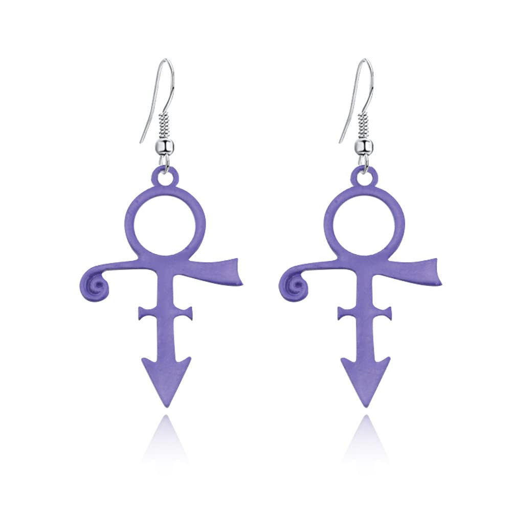 ANXIN STORE Punk stylish personalized cartoon music note earrings gothic jewelry music symbols prince rock band symbol earrings (Purple music note earrings)