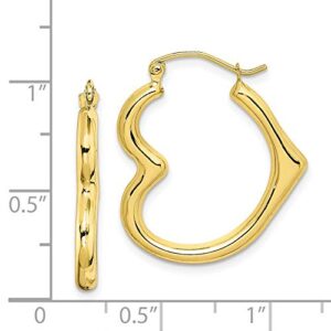 Amanda Rose Collection 10K Yellow Gold 1 inch inch heart shaped hoop earrings for Women