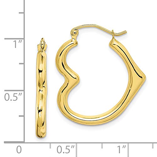 Amanda Rose Collection 10K Yellow Gold 1 inch inch heart shaped hoop earrings for Women