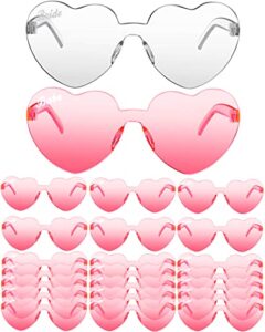 dunzy 24 pieces bride babe heart sunglasses rimless heart shape sunglasses bachelorette sunglasses for wedding party