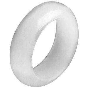 bxsmnh natural genuine white jade eternity ring chinese good luck energy rings for women men trendy jewelry (size : 12)