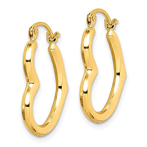 Amanda Rose Collection 10K Yellow Gold 1 inch inch heart shaped hoop earrings for Women