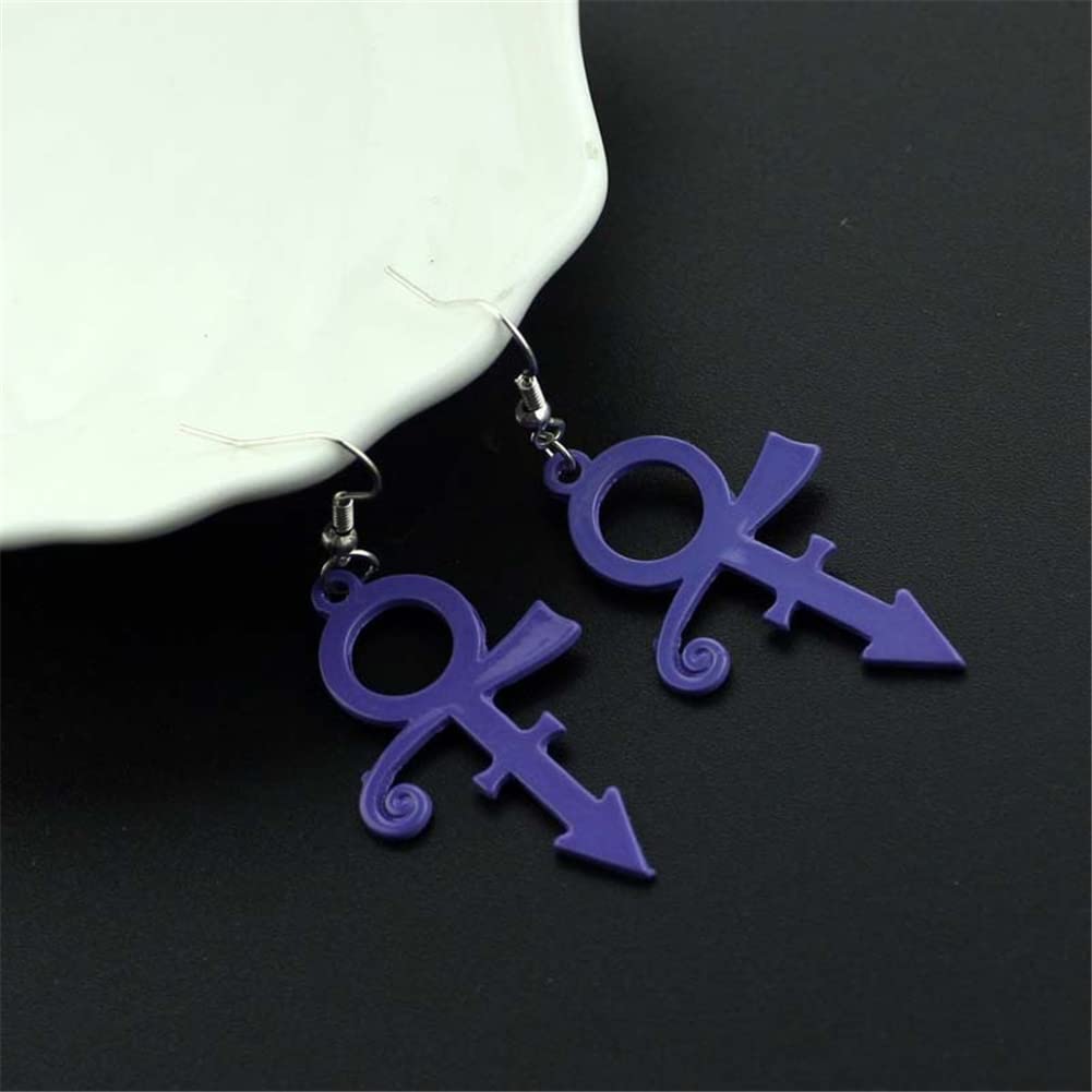 ANXIN STORE Punk stylish personalized cartoon music note earrings gothic jewelry music symbols prince rock band symbol earrings (Purple music note earrings)