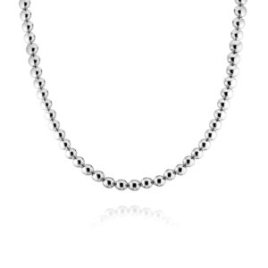 savlano 925 sterling silver 6mm handmade bead ball strand chain necklace for women - made in italy comes with a gift box (18,6mm)