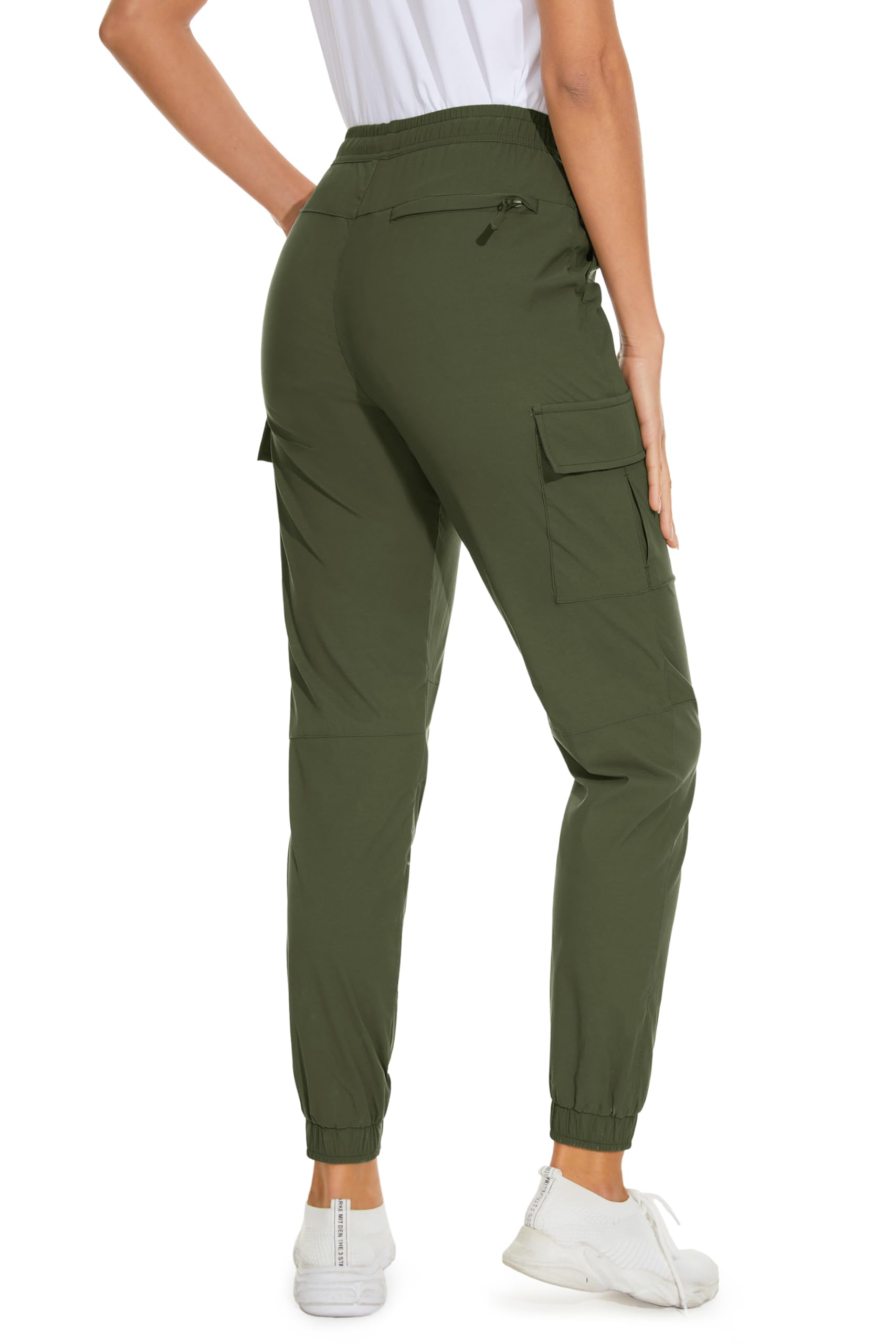 MAGCOMSEN Hiking Pants Women Waterproof Lightweight Quick Dry Cargo Pants Outdoor Casual Travel Joggers Army Green, M