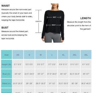 BALEAF Workout Shirts for Women Loose Fit Long Sleeve Tee Shirts Athletic Activewear Yoga Tops with Thumb Hole Black L