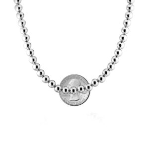 Savlano 925 Sterling Silver 7MM Handmade Bead Ball Strand Chain Necklace For Women - Made in Italy Comes With a Gift Box (20,7mm)