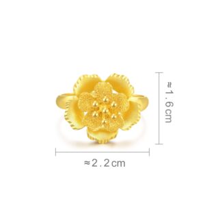 CHOW SANG SANG 999.9 24K Solid Gold Price-by-Weight 7.11g Gold Flower Ring for Women and Wedding Occasion 86577R | Size Adjustable