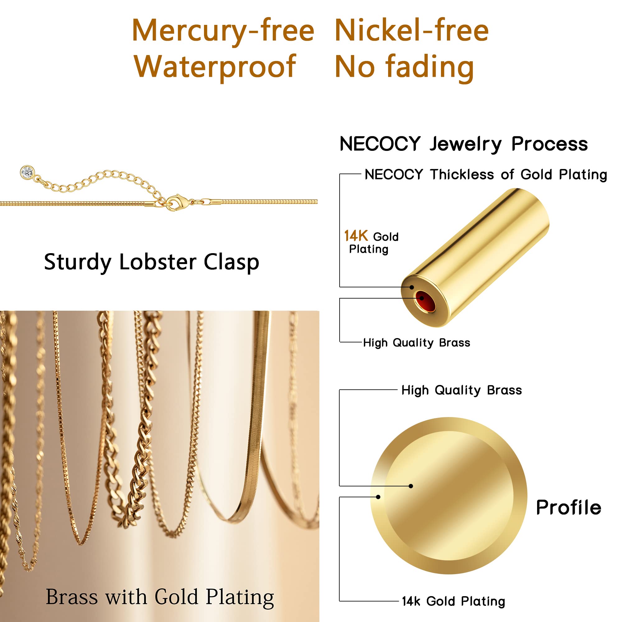 NECOCY Gold Ankle Bracelets for Women,14K Real Gold Plated Anklets Herringbone Figaro Flat Mariner Dainty Layered Anklet Set 3pcs Cute Summer Beach Chain Anklets for Women