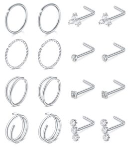 modrsa nose rings nose rings hoops nose ring surgical steel nose piercings jewelry double hoop nose rings for women silver nose rings 20 gauge