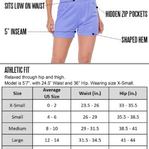 5-Pack Womens Athletic Shorts Mesh Basketball 5" Inseam Ladies Active Sports Set with Zipper Pockets (Set 2, Medium)