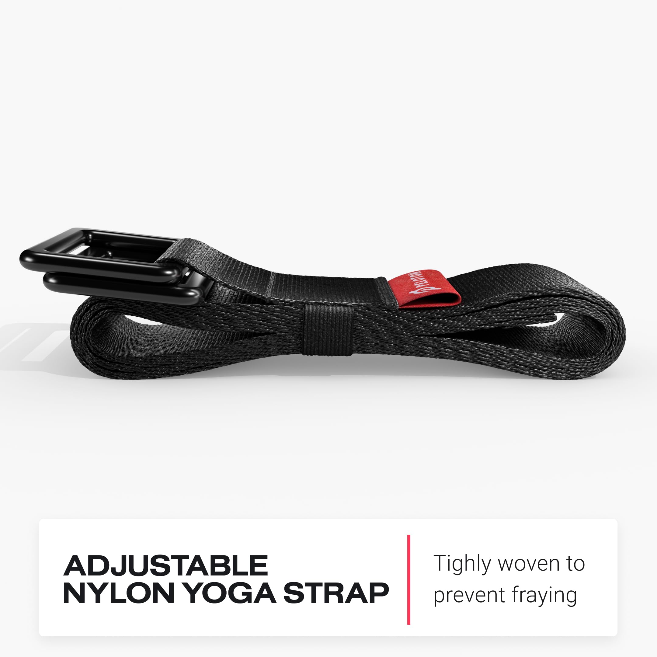 Peloton Yoga Strap | 6 ft. Adjustable and Durable Nylon Strap with Corrosion Resistant Zinc Alloy Rings for Stretching, Pilates, and Exercise, Black