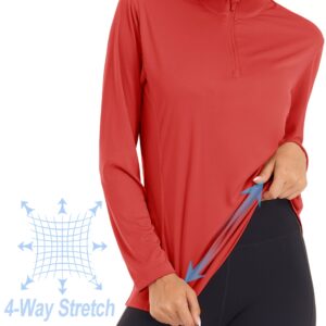 MAGCOMSEN Sun Shirt Running Shirts for Women Long Sleeve Shirts Athletic Shirts T Shirts Summer Tops for Women Rash Guard Shirts Tomato Red