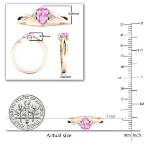 Dazzlingrock Collection 6X4mm Oval Pink Sapphire & Round White Diamond Engagement Ring for Women in 10K Rose Gold, Size 8