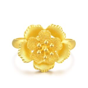 CHOW SANG SANG 999.9 24K Solid Gold Price-by-Weight 7.11g Gold Flower Ring for Women and Wedding Occasion 86577R | Size Adjustable