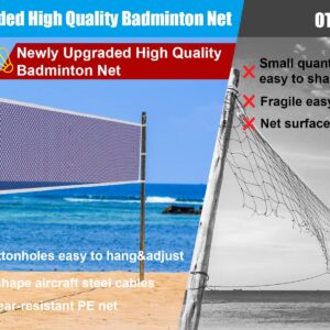 Badminton Net, Badminton Net for Backyard, Badminton Net Portable, Indoor Outdoor Badminton Volleyball Nets with Steel Cable, Professional Badminton Net Replacement for Beach, Schoolyard, 20FT x 2.5FT