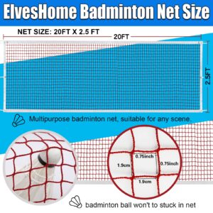 Badminton Net, Badminton Net for Backyard, Badminton Net Portable, Indoor Outdoor Badminton Volleyball Nets with Steel Cable, Professional Badminton Net Replacement for Beach, Schoolyard, 20FT x 2.5FT