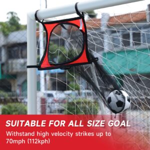 Soccer Target Goal Net and Soccer Ball Bag: 3 in 1 Top Bins Target Goal and Equipment Bag, Multi-Sport Target Net Easy to Attach and Detach to The Goal for Shooting Accuracy Training