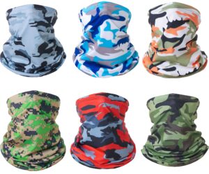 sheliky 6pcs summer uv protection cooling neck gaiter face cover scarf outdoor balaclava bandana headband for men women fishing cycling running (pack b)