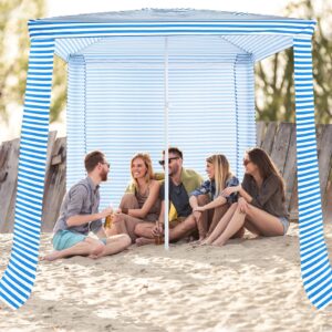 middow beach cabana, 6.7’ x 6.8’ easy to set up beach tent w/ adjustable height, detachable sidewall, carry bag, 4 sandbags, np10352bl sun shelter